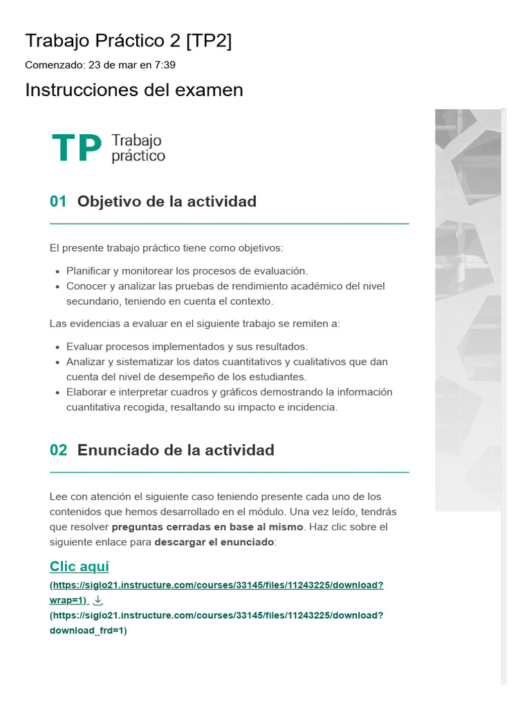 TP2 - 95% Evaluación Del Aprendizaje | PDF | Evaluación | Cognición