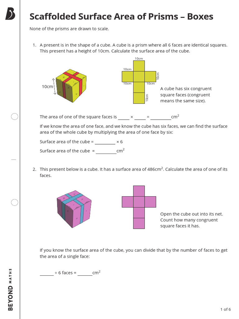 Scaffolded Surface Area of Prisms - Boxes | PDF | Area | Geometry