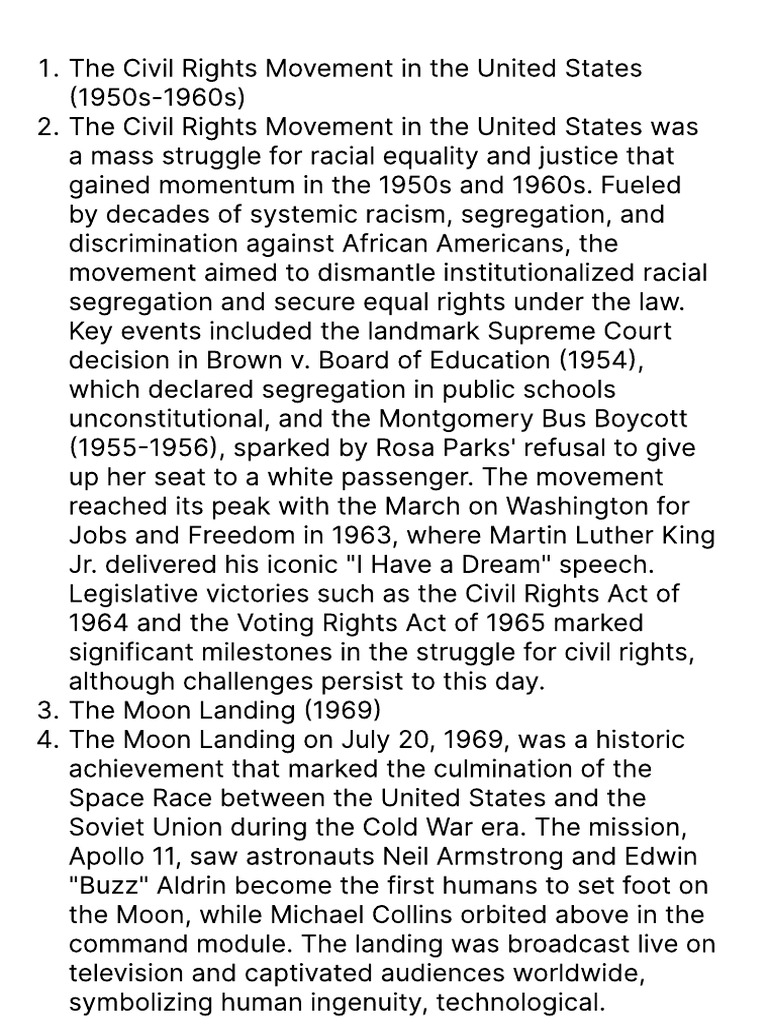 The Civil Rights Movement in The United States (1950s-1960s) | PDF ...