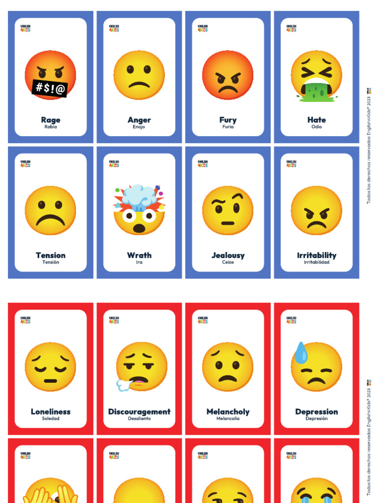 Loteria Emociones English4kids | PDF