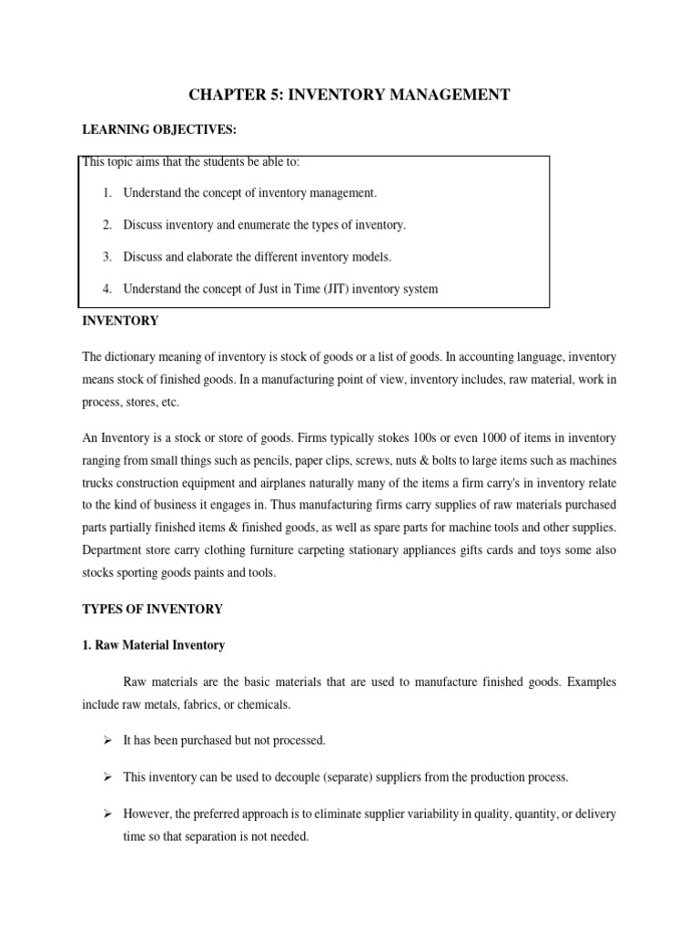 om/tqm module 5-7 | PDF | Lean Manufacturing | Inventory