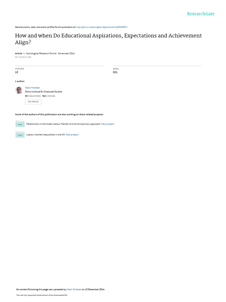 How and When Do Educational Aspirations Expectations and Achievement Align | PDF | Social ...