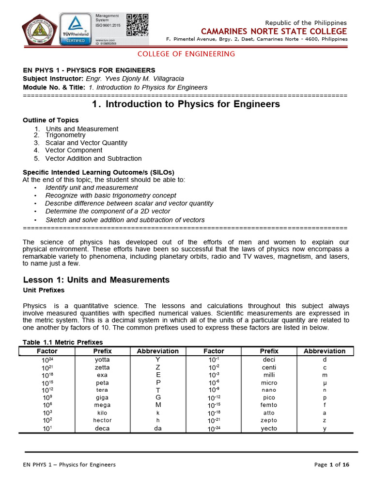 01 Introduction To Physics | PDF | Euclidean Vector | Trigonometry