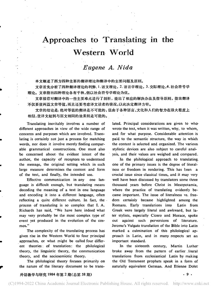 Approaches To Translating In The Western World Pdf