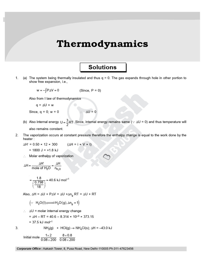 Thermodynamics - Solution | PDF | Thermodynamics | Applied And ...