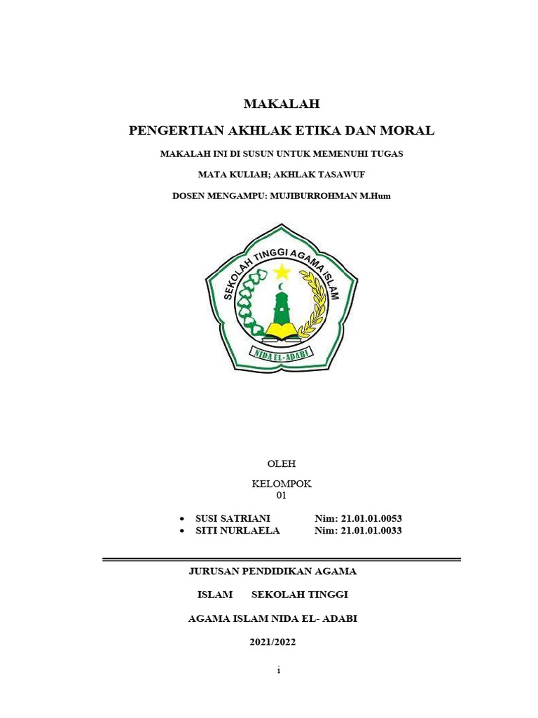 D4e07 Tugas Makalah Akhlak Tasawuf Kelompok 1 | PDF