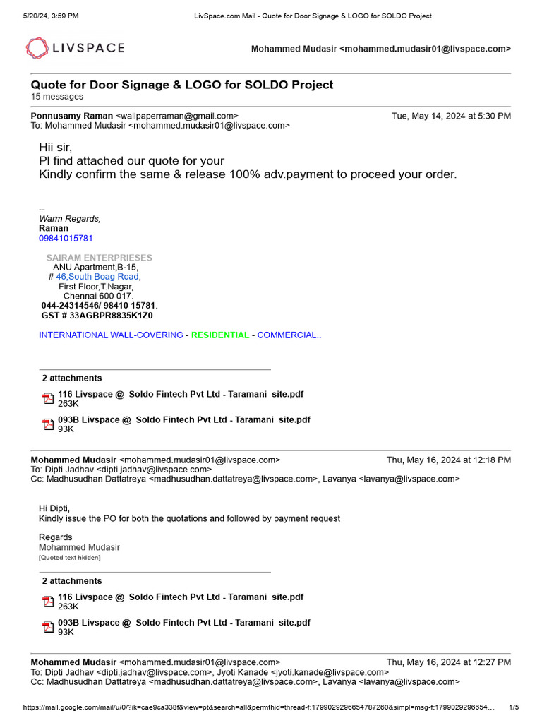 Quote for Door Signage & LOGO for SOLDO Project | PDF | Payments