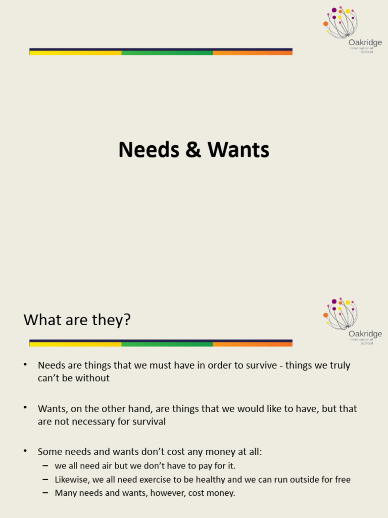Understanding Needs vs. Wants | PDF | Goods | Economies