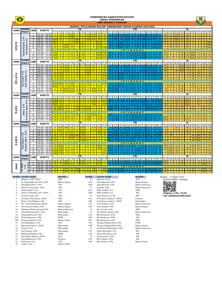 Jadwal KBM Bulan Ramadhan 2024 | PDF