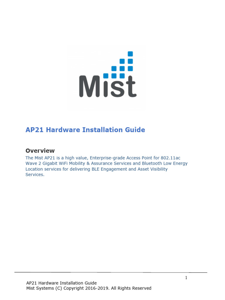 AP21 Mist Installation Guide | PDF | Electromagnetic Interference | Radio