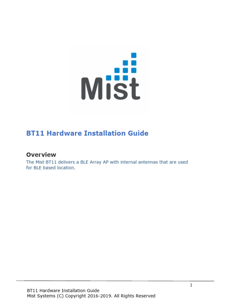 BT11 Mist Installation Guide v7 | PDF | Electromagnetic Interference | Radio