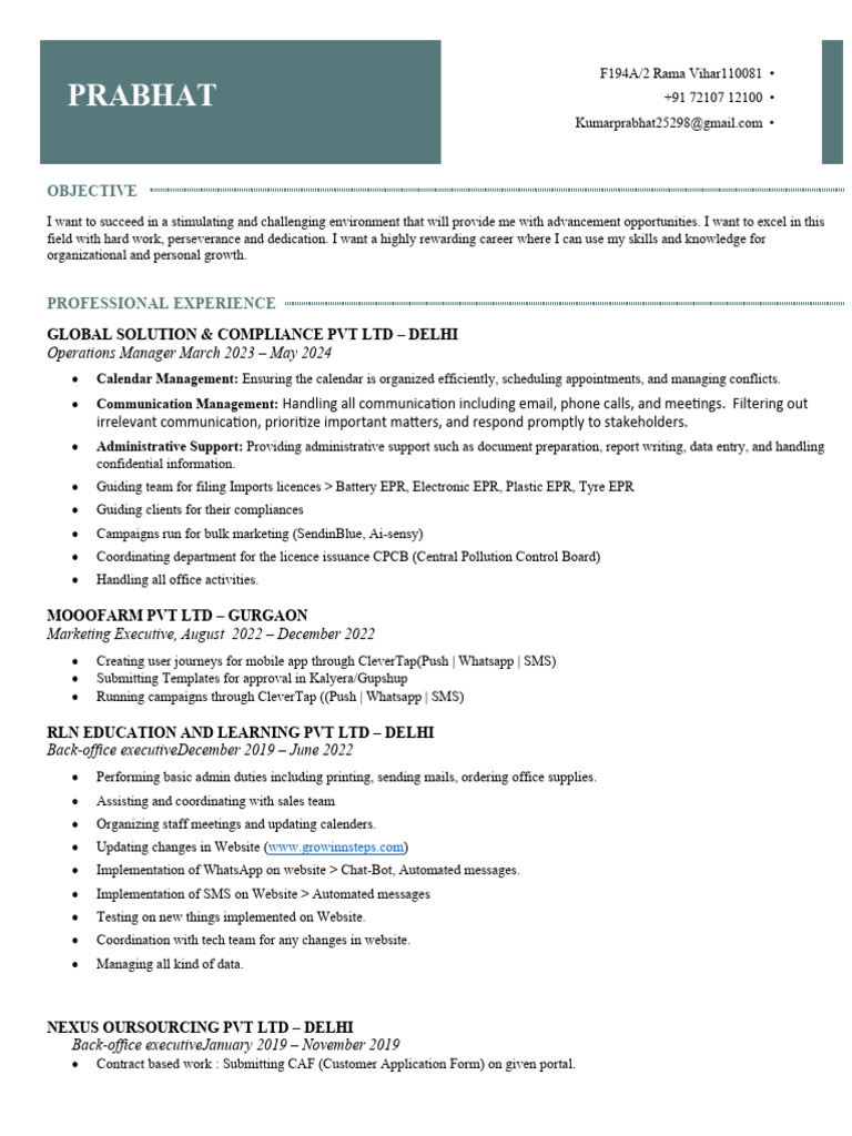 Prabhat Updated CV 2024 | PDF | Computing