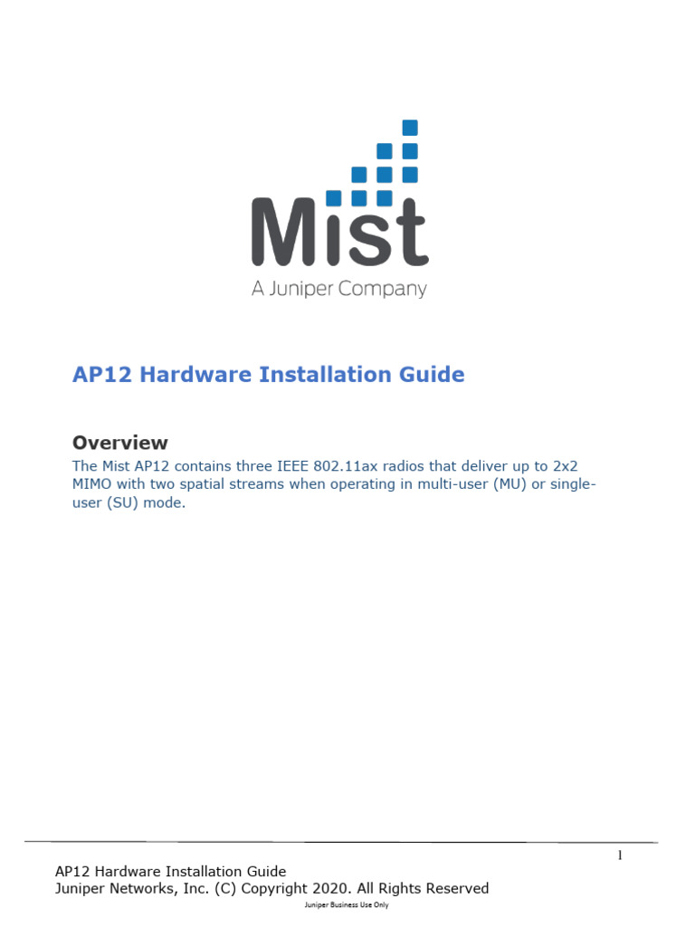 AP12 Mist Installation Guide v12 | PDF | Electromagnetic Interference | Ieee 802.11