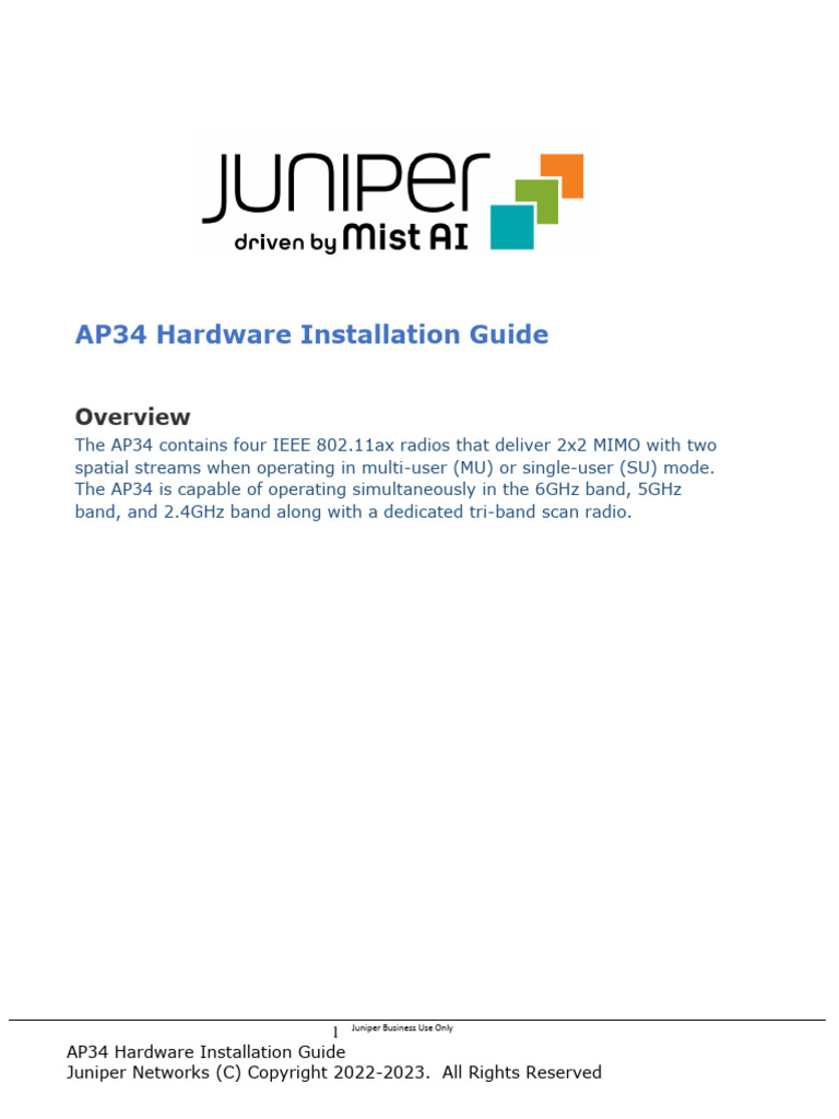 AP34 Mist Installation Guide v6 | PDF | Transmitter | Electromagnetic Interference