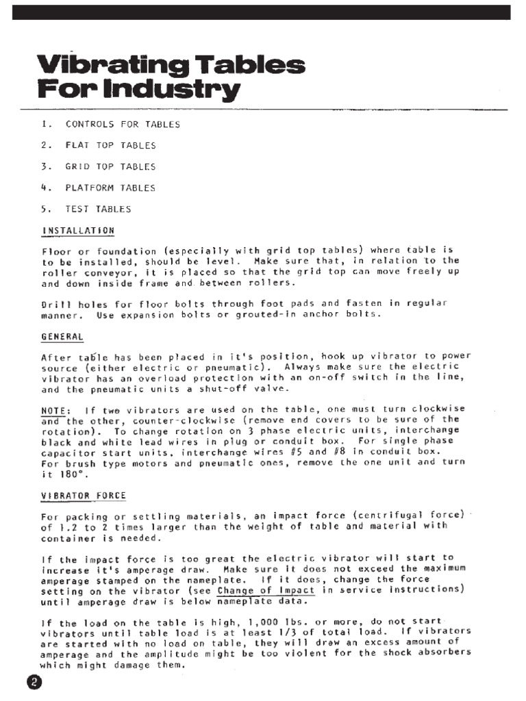 Vibrating Tables For Industry - 2 | PDF