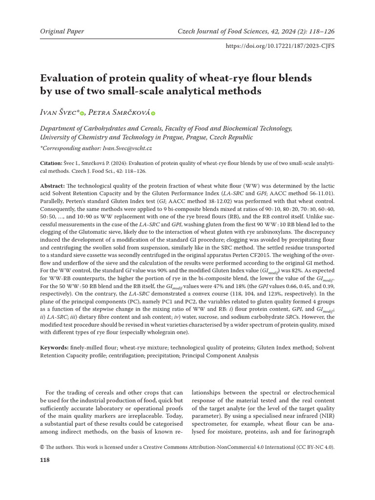 Evaluation of Protein Quality of Wheat-Rye Flour Blends by Use of Two ...