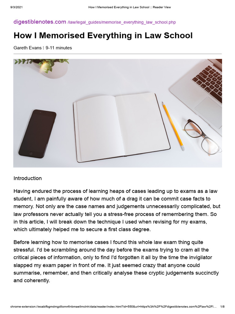 WB Remembering Case Laws | PDF | Memory | Flashcard