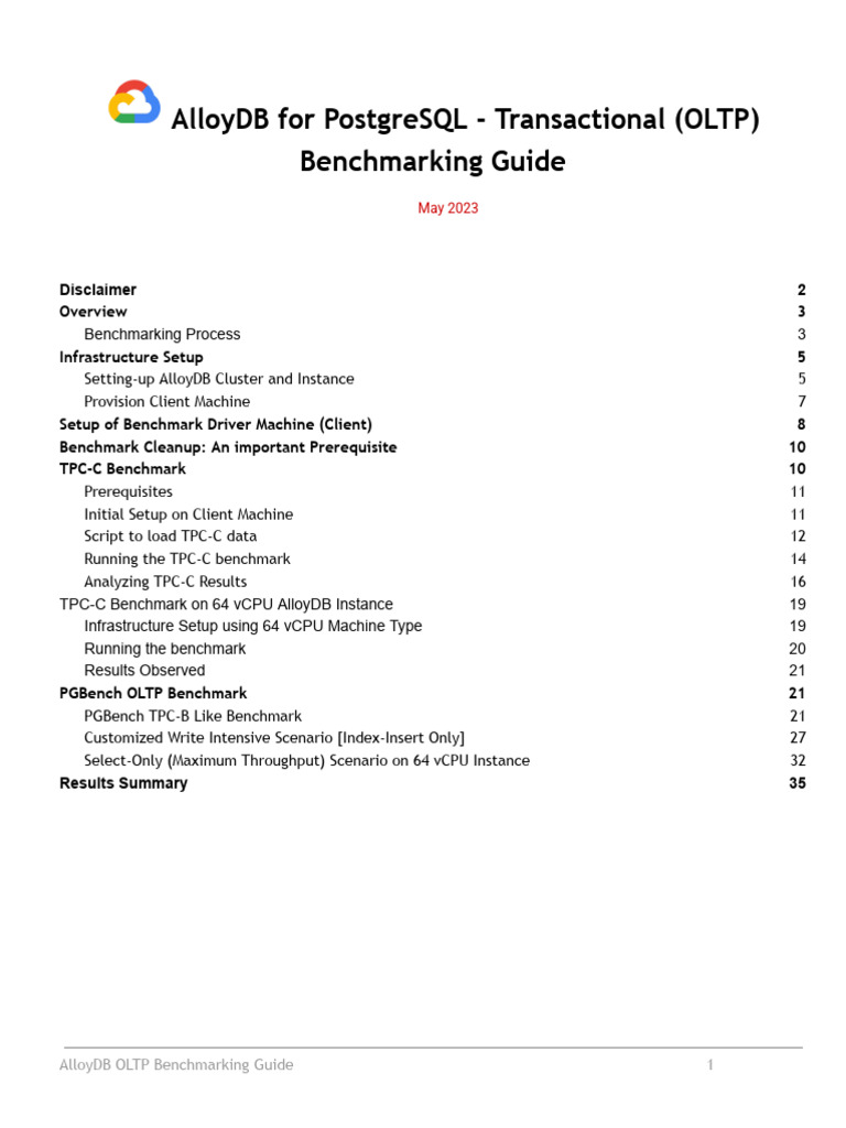 Alloydb Oltp Benchmarking Guide | PDF | Postgre Sql | Databases