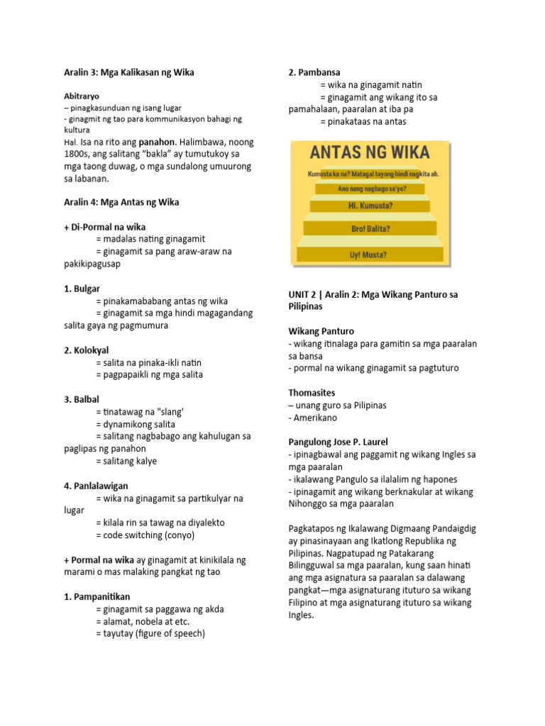 Fil Aralin 3 To Unit 2 | PDF