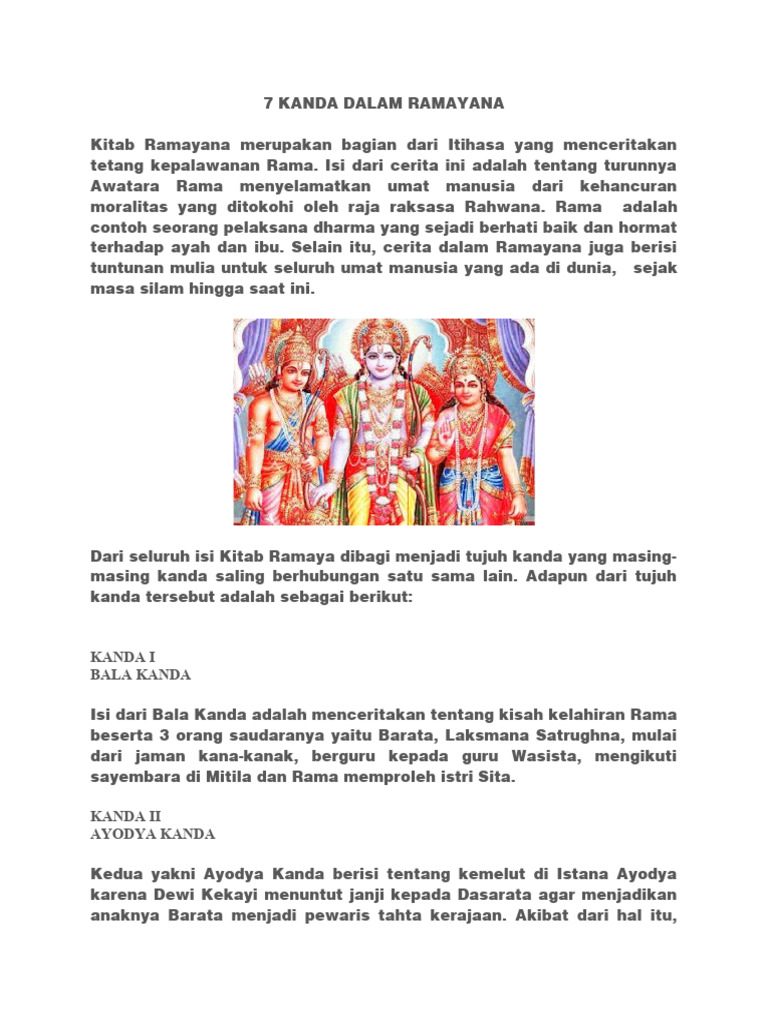 7 Kanda Dalam Ramayana | PDF
