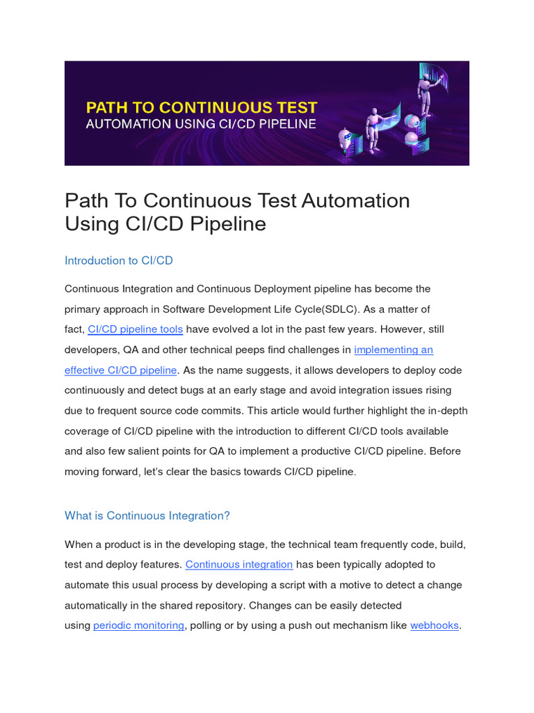 Path To Continuous Test Automation Using CICD Pipeline | PDF | Cloud ... Path To Continuous Test Automation Using CICD Pipeline | PDF | Cloud ...