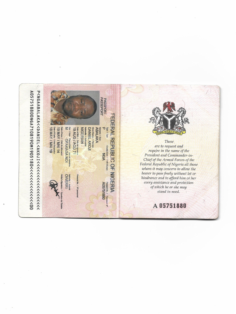 Abalakadaniel Intl Passport Signature Specimen | PDF