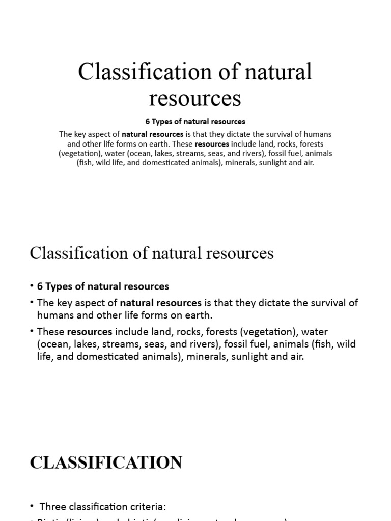 Classification of Natural Resources | PDF | Petroleum | Renewable Resources