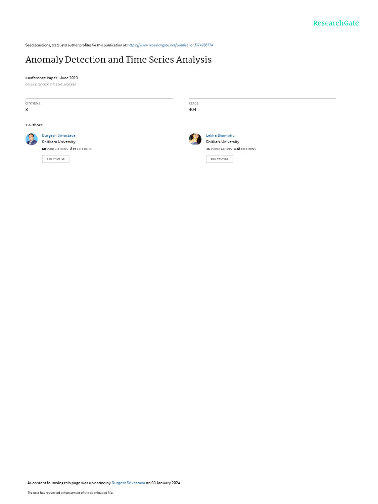 Anomaly Detection & Time Series Analysis | PDF | Time Series | Machine ...