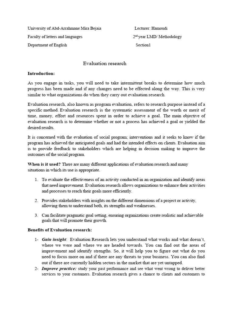 Evaluation Research-Part1 | Download Free PDF | Evaluation ...