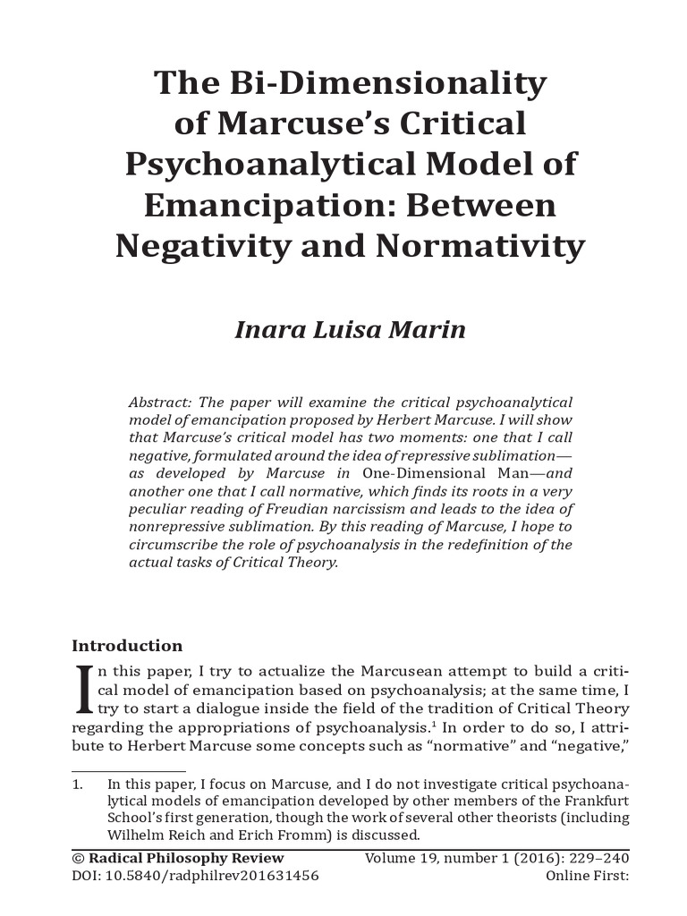 MARIN - Marcuse Bidimensional Model | PDF | Critical Theory | Sigmund Freud