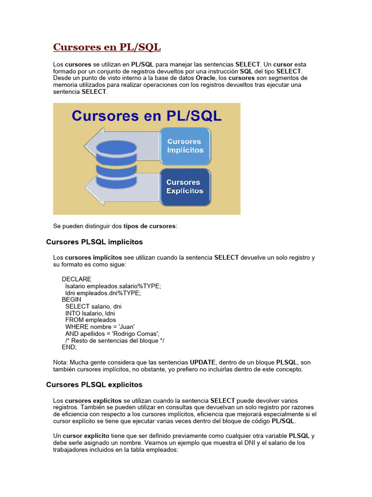 Cursores en PLSQL | PDF | SQL | Informática