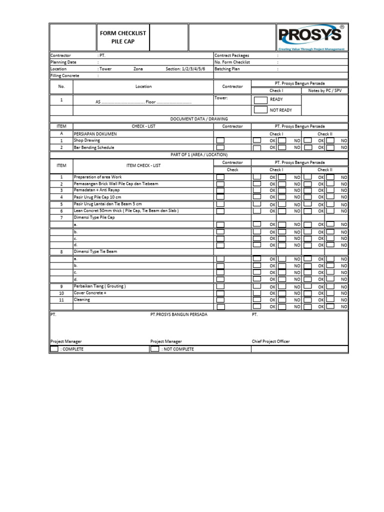 Form Checklist Pile Cap Sakura | Download Free PDF | Building ...