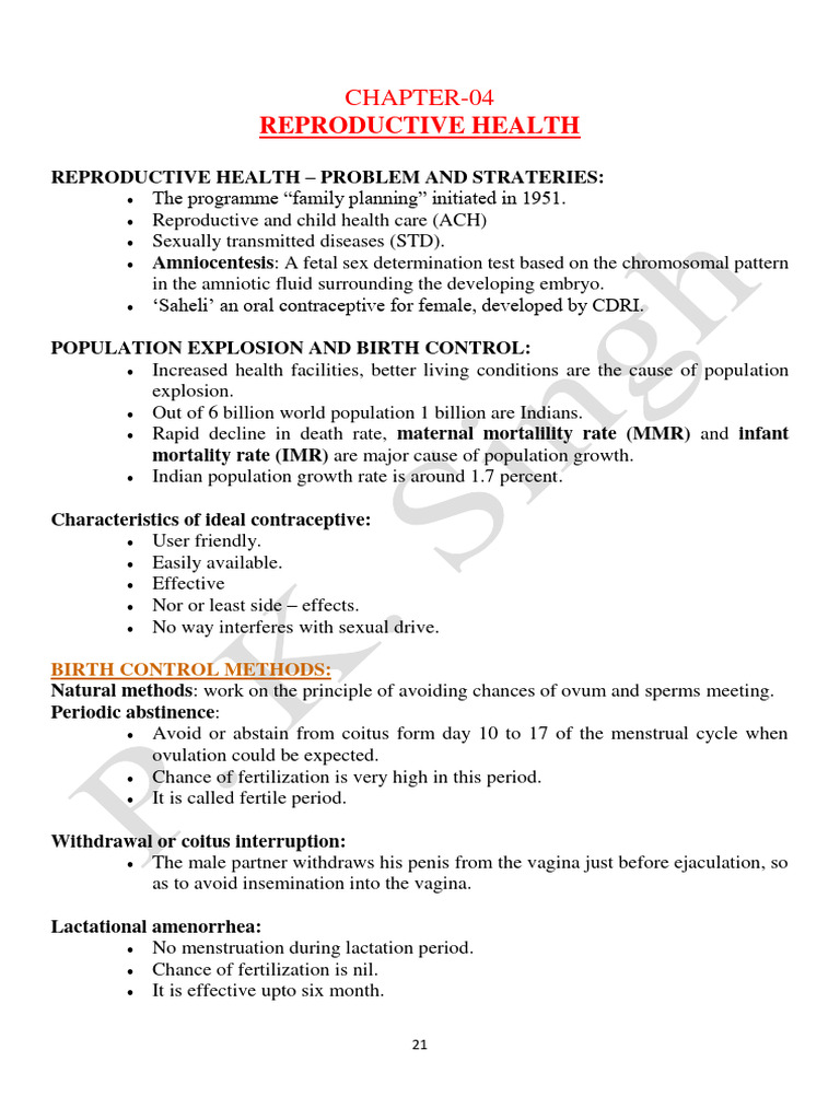 Bio Chapter 3 | PDF | Sexually Transmitted Infection | Birth Control