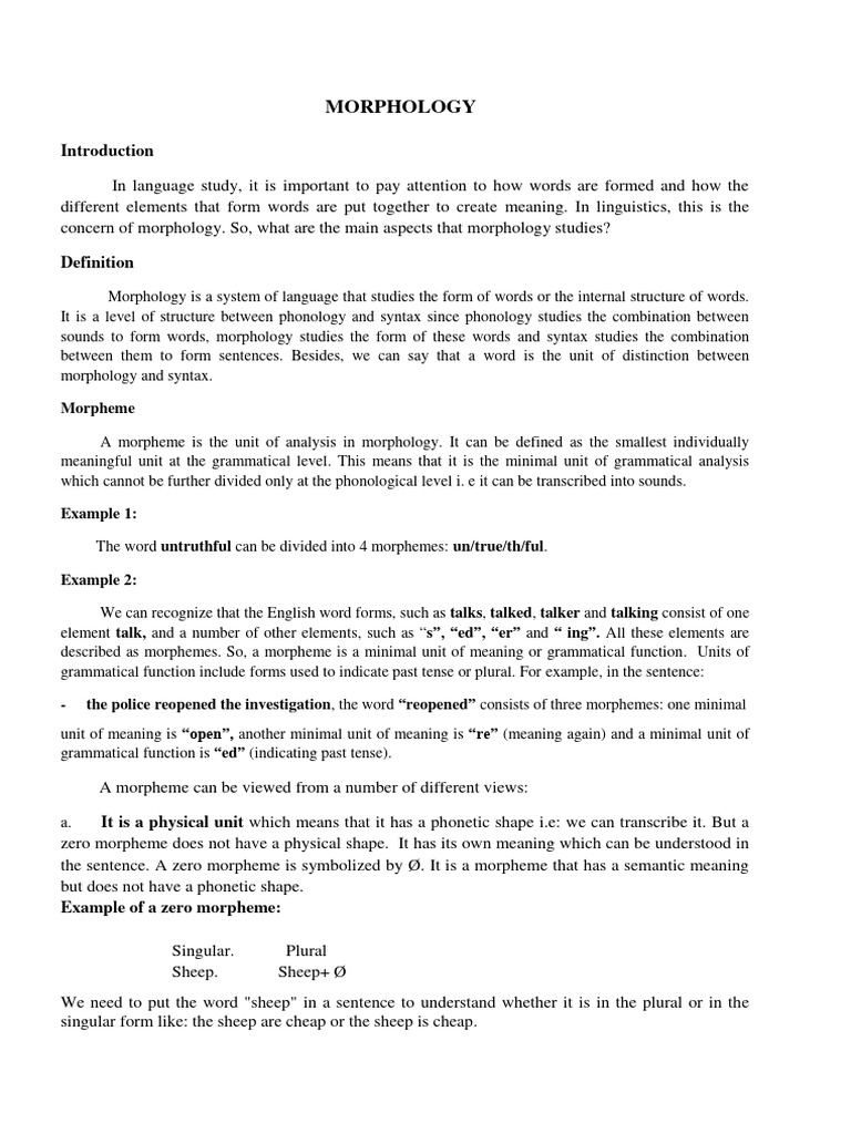 Morphology | PDF | Word | Morphology (Linguistics)