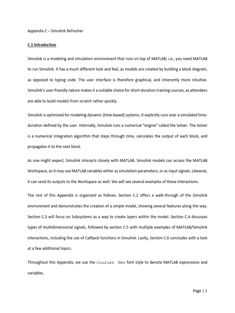 Appendix C Simulink Refresher Pdf Matlab Parameter Computer 0304