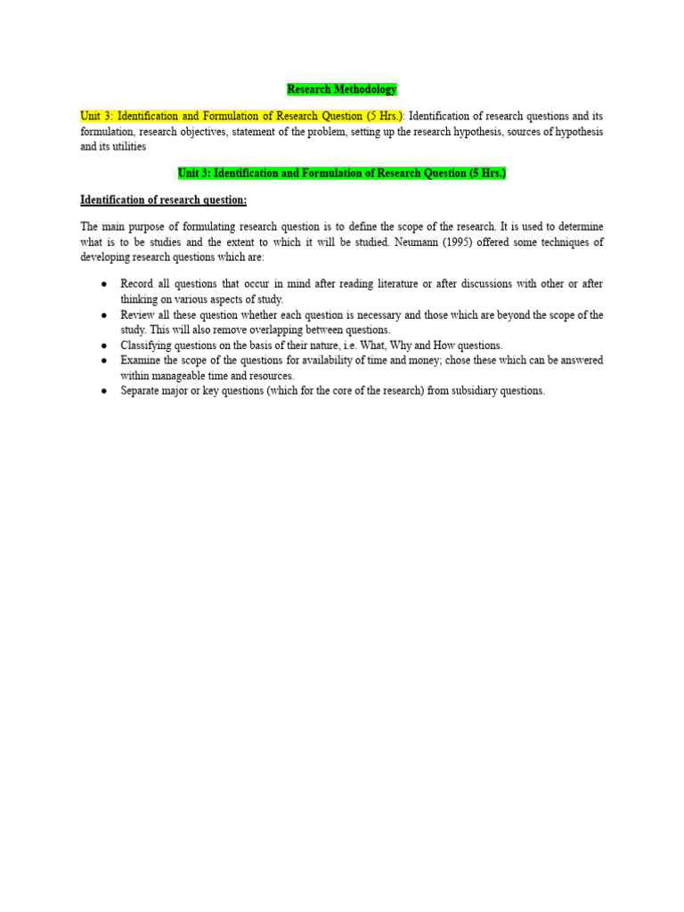 Formulating Effective Research Questions Pdf