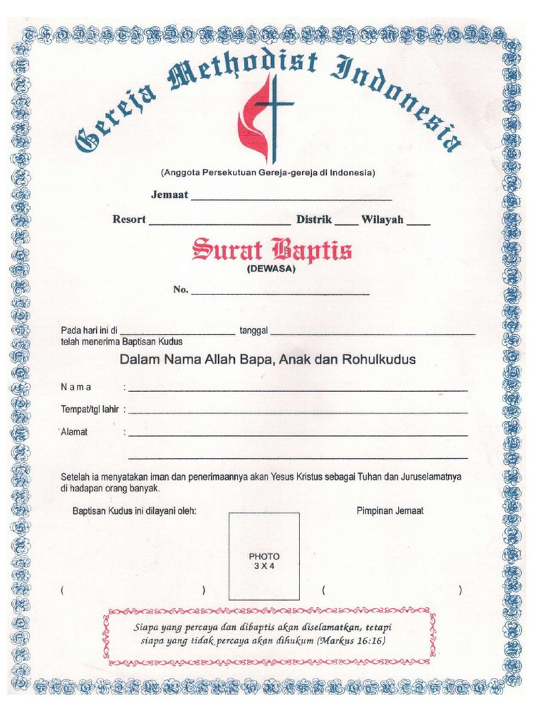 Surat Baptis Dewasa | PDF