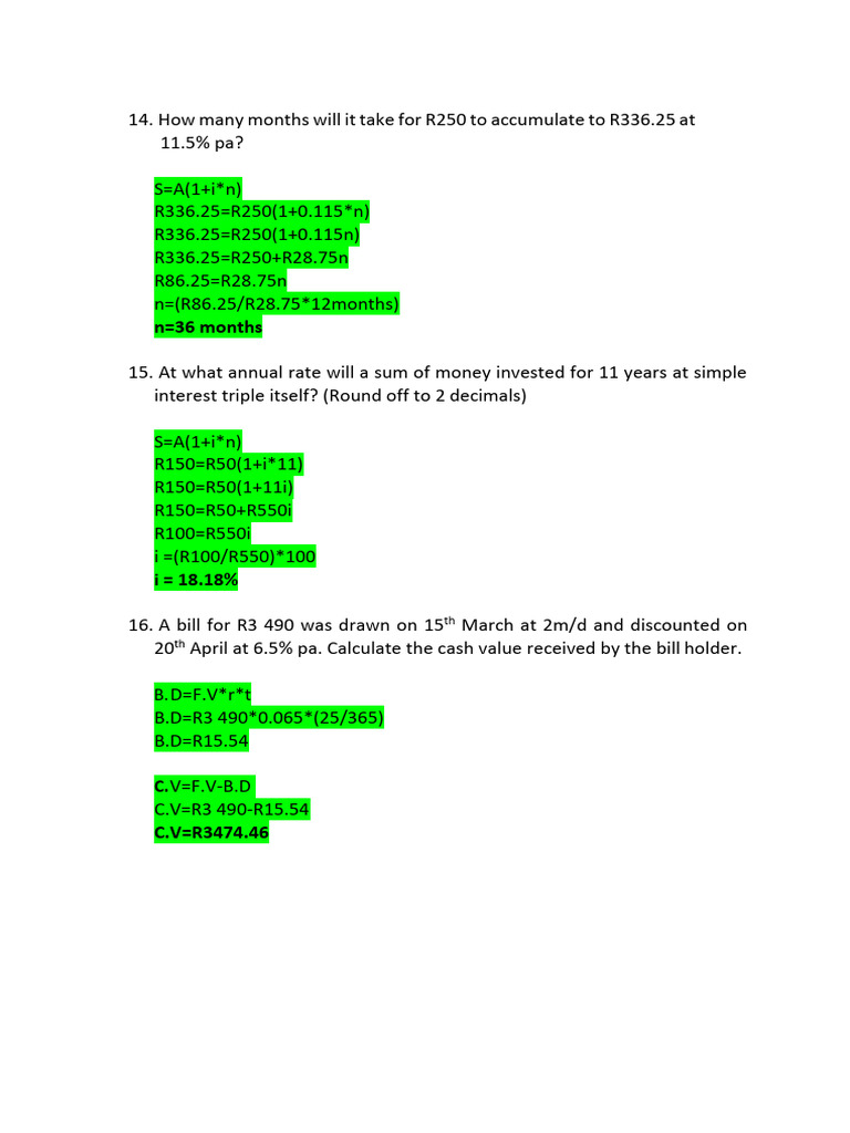 Q14 - 25 JUNE EXAM REVISION QUESTION - May 2023 | PDF | Interest | Present Value
