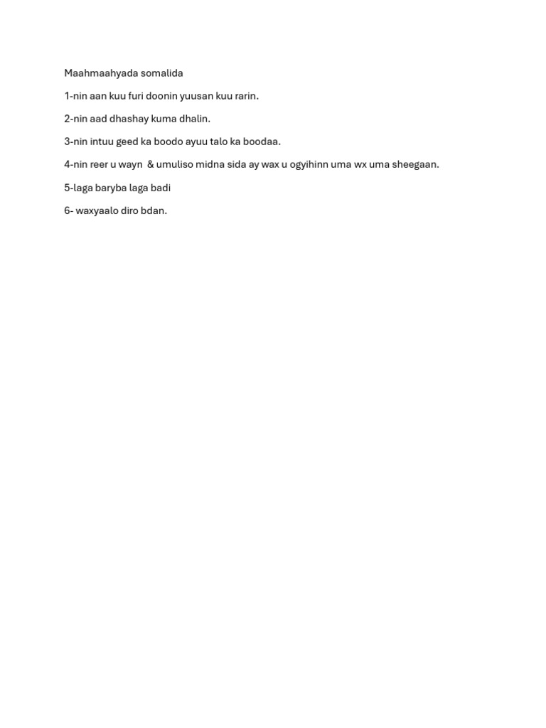 Somali Proverbs Collection | PDF