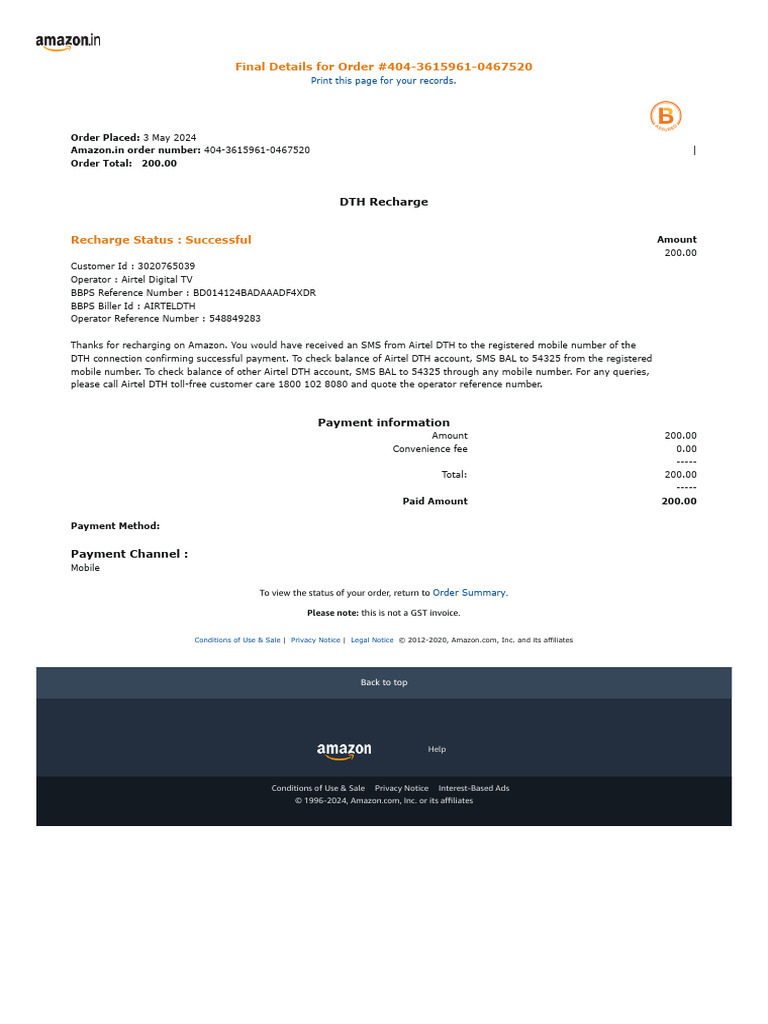 Amazon - in - Order 404-3615961-0467520 | PDF | Service Industries ...