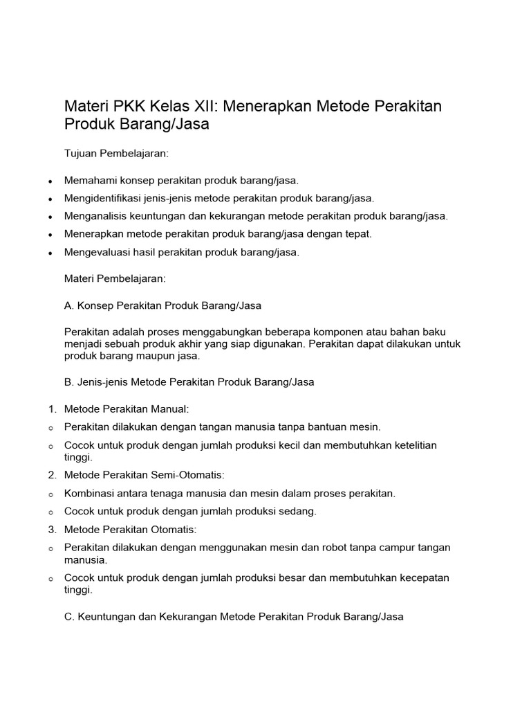 Materi PKK Kelas XII 3.14 | PDF