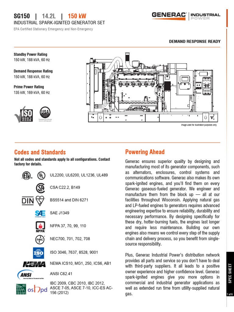 SG150 Generac Gas | Download Free PDF | Electric Generator | Manufactured Goods