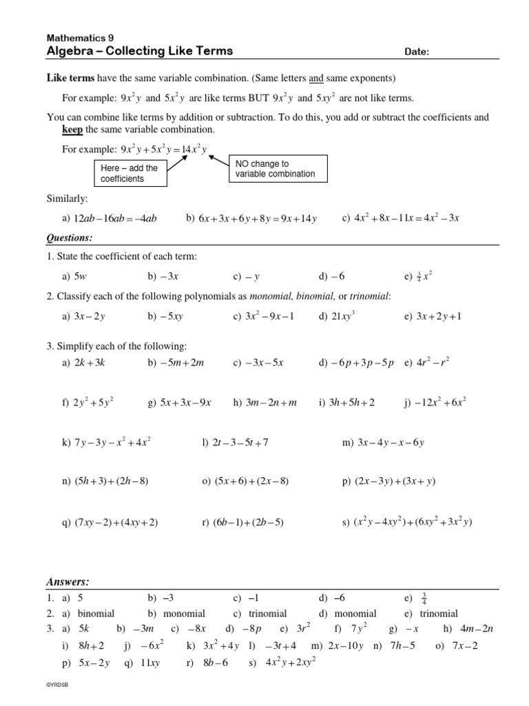 ,,algebra - Collecting Like Terms | PDF | Computational Science ... ,,algebra - Collecting Like Terms | PDF | Computational Science ...