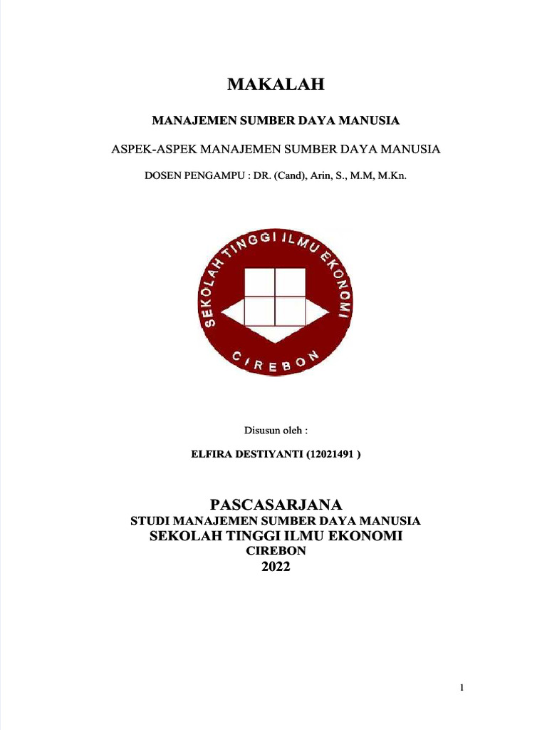 PDF Makalah Manajemen Sumber Daya Manusia Tugas Ibu Airin Compress | PDF