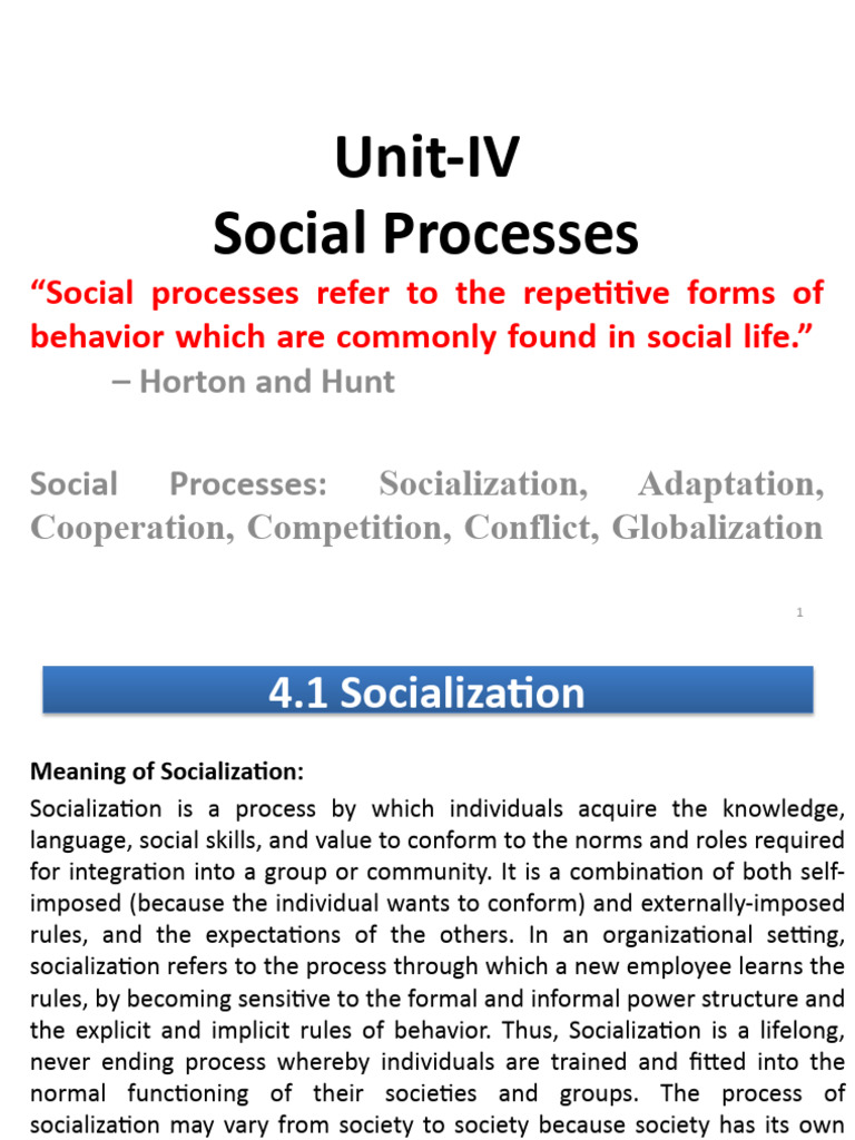 Unit-4 Sociology | PDF | Socialization | Competition