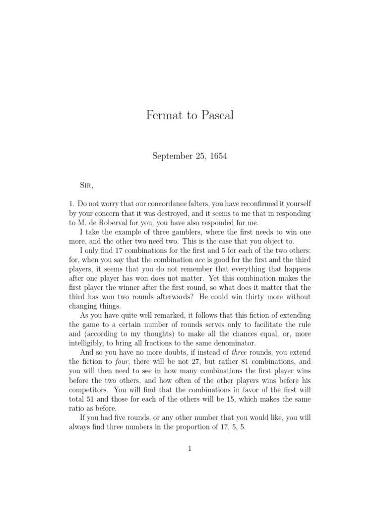 Fermat To Pascal | PDF | Numbers | Prime Number