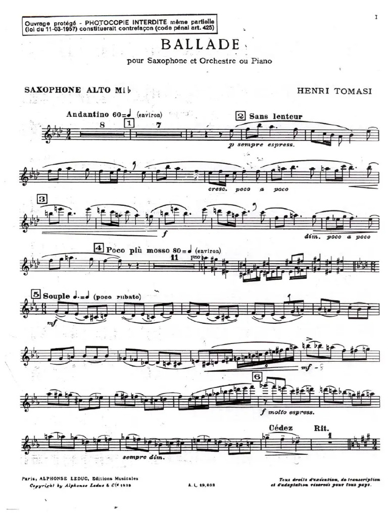 Ballad Henri TOMASI | PDF