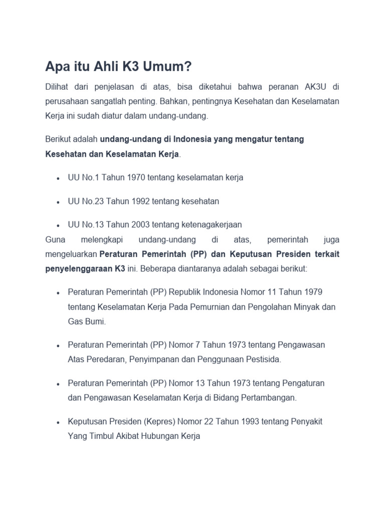 Apa Itu Ahli K3 Umum | PDF