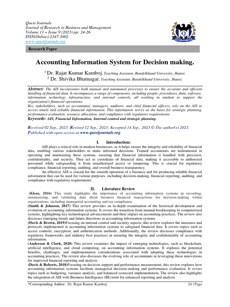 AIS: Key to Informed Decision-Making | PDF | Information System ...