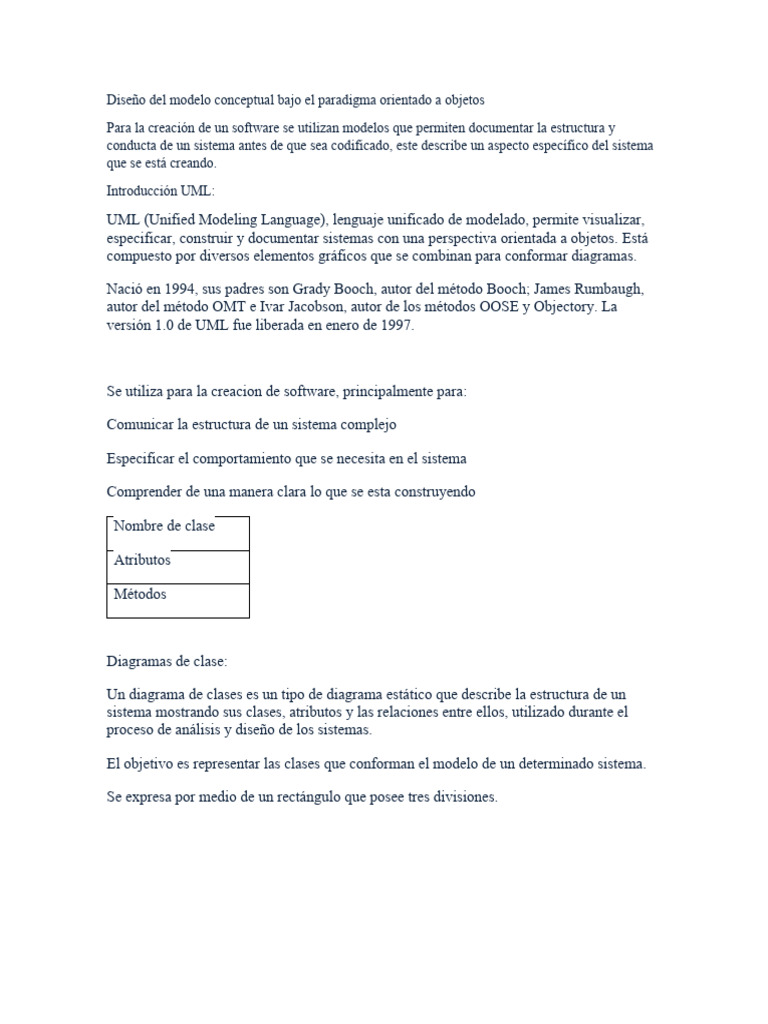 Diseño Del Modelo Conceptual Bajo El Paradigma Orientado A Objetos | PDF | Lenguaje de modelado ...